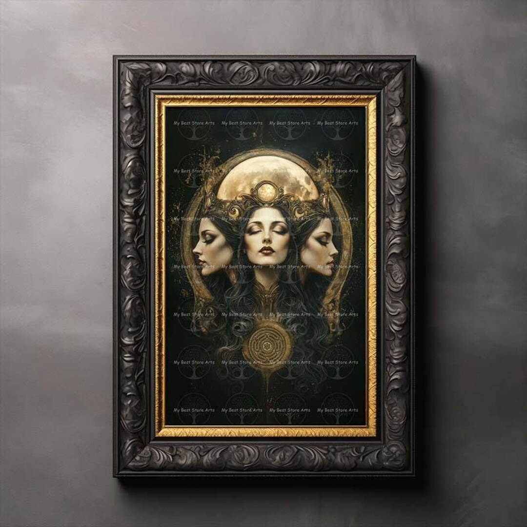 Hecate Triple Moon Art Print Gothic Picture, Witch Decor, Wheel of ...