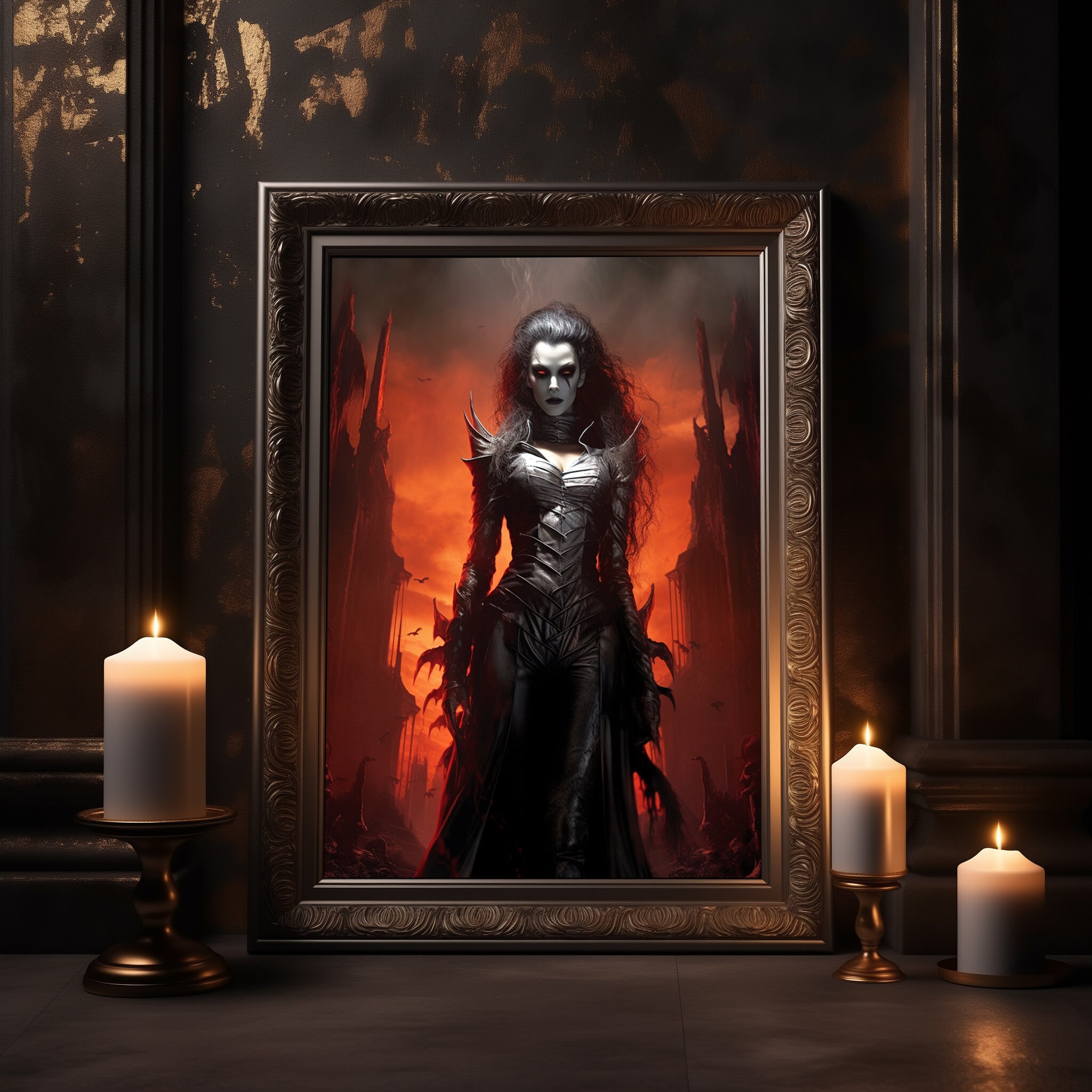 Dark Vampire Lady Art Print Fantasy Picture, Gothic Horror Wall Decor ...