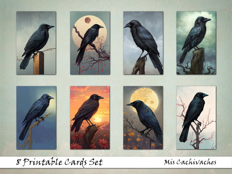Crow Cards Junk Journal Digital Download Printable Cards - Etsy