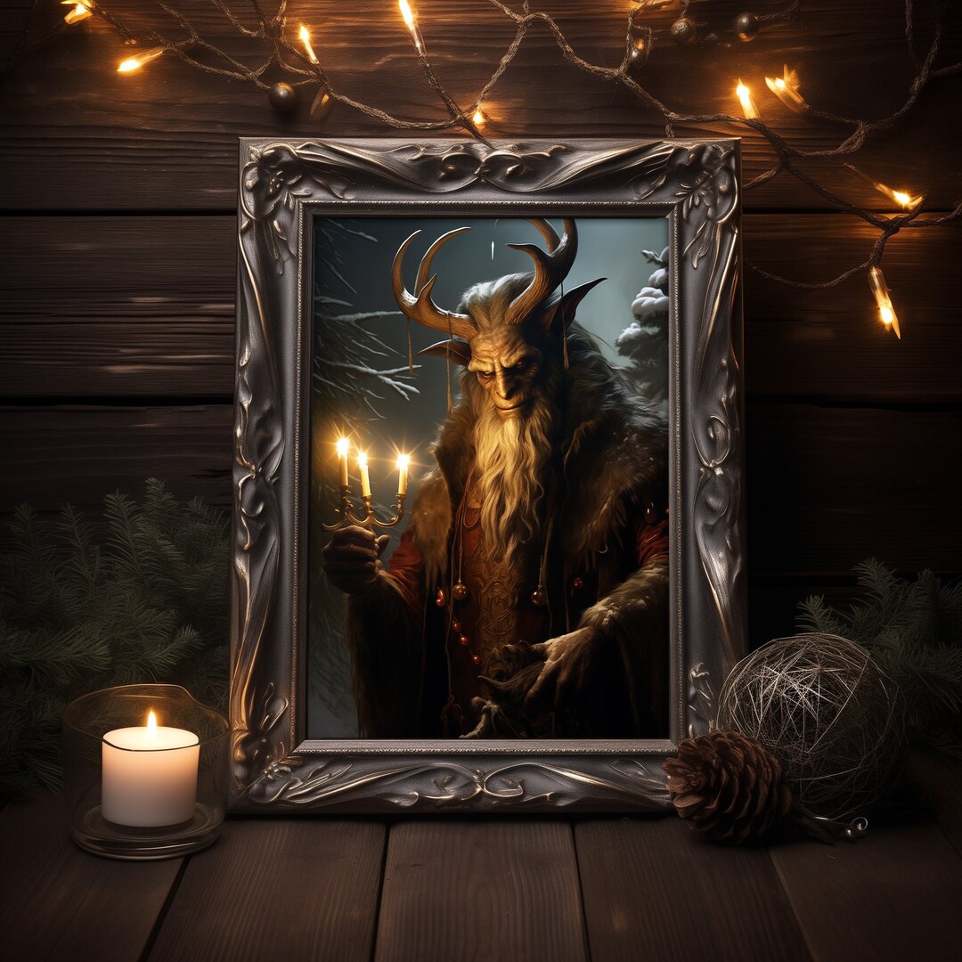 Stag Krampus Fine Art Print, Krampus Christmas Poster, Dark Academia ...