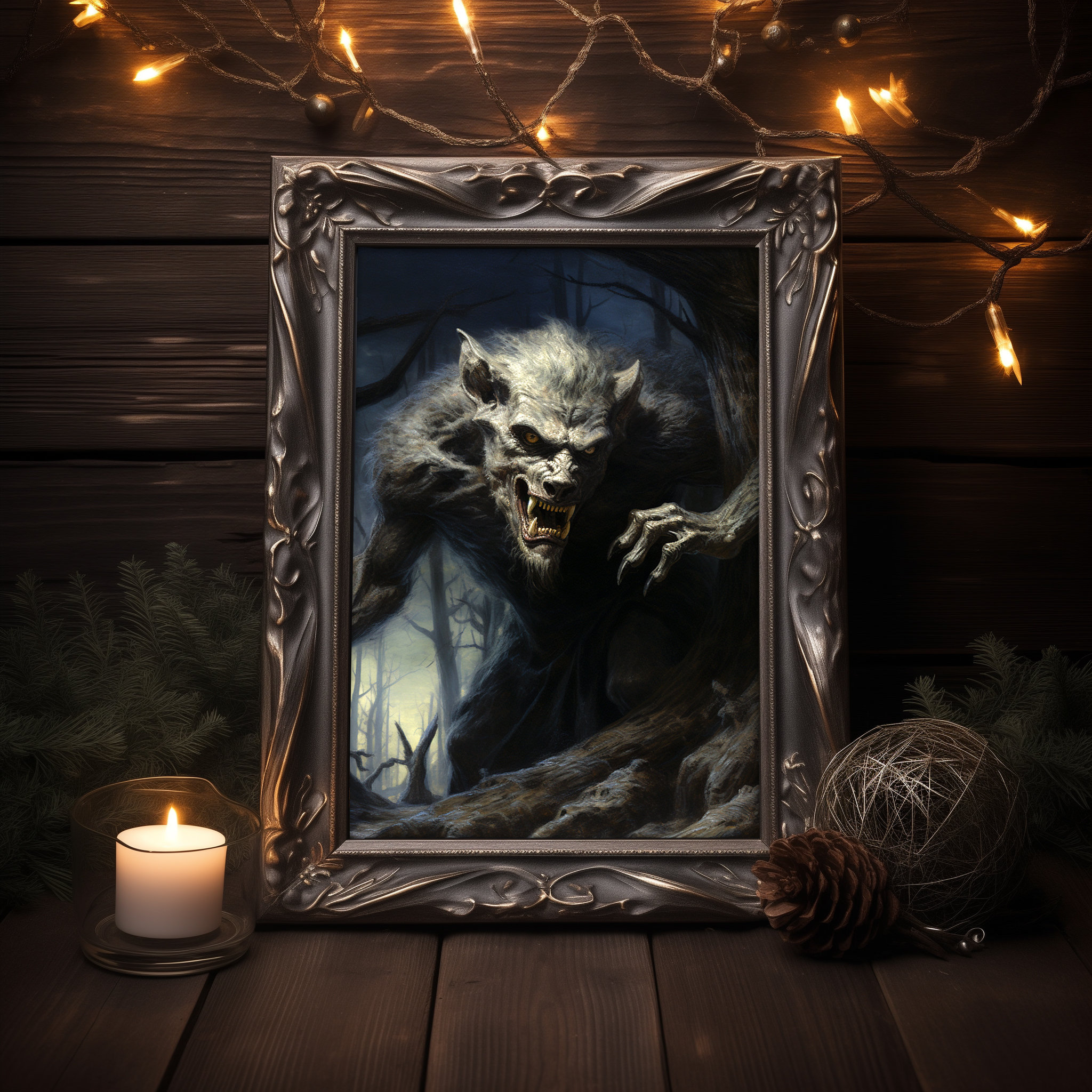 Werewolf Art Print, Wolf Poster Lycan Art, Gothic Home Decor, Dark ...