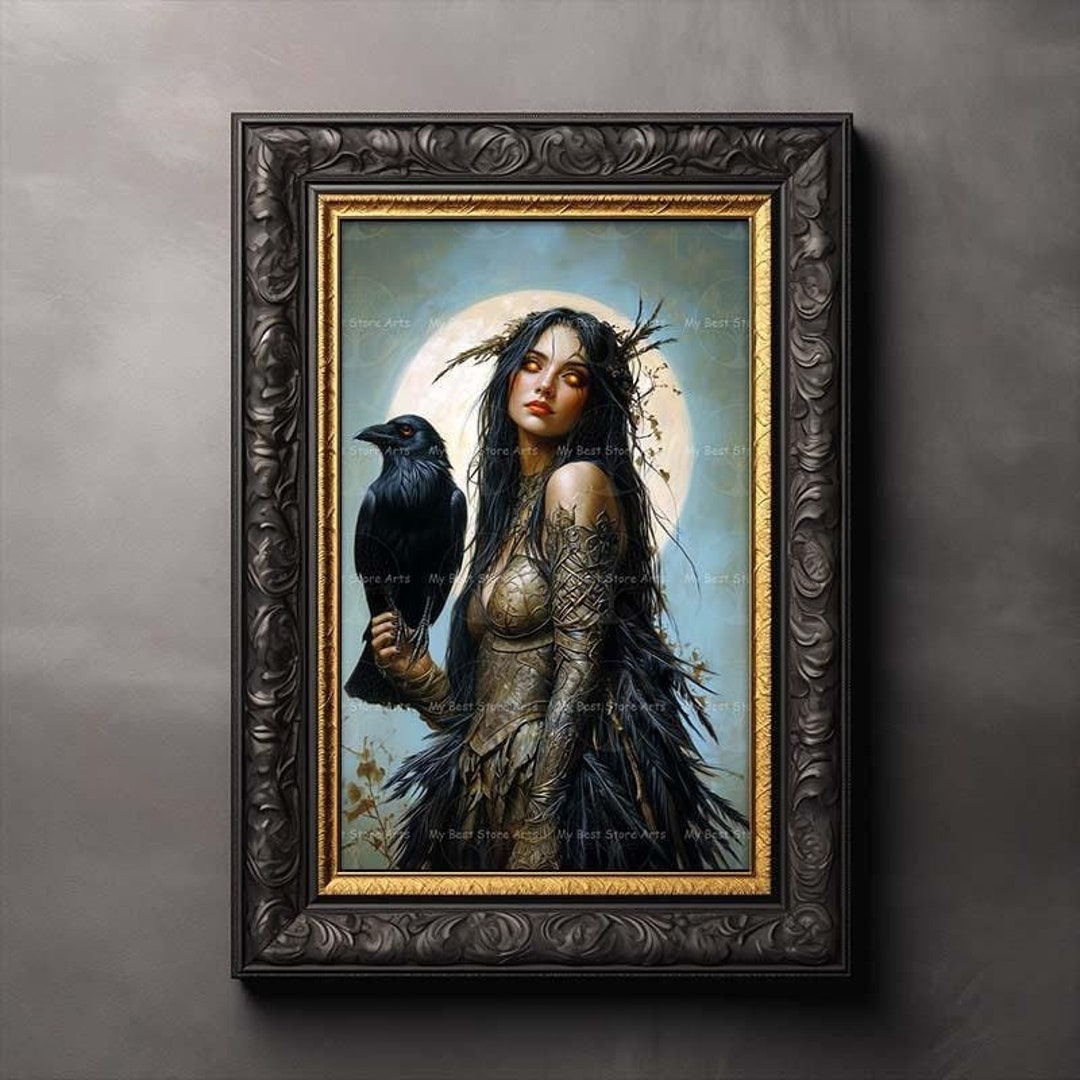 Badb Catha War Goddess Art Print - Witchy Crow Gothic Picture, Folklore Wall Decor, Dark ...