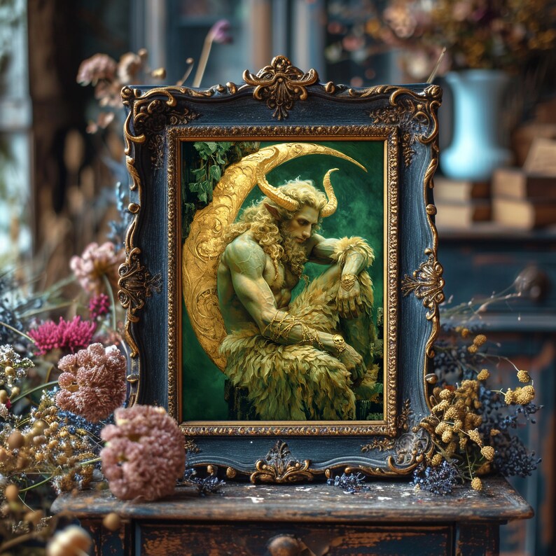Satyr on the Moon Fine Art Print Fantasy Greek Mythology Picture ...