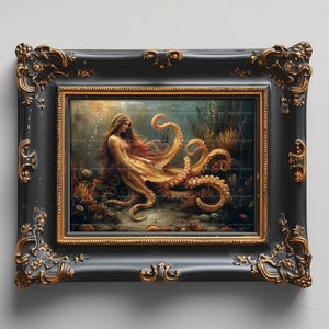 Octopus Siren Art Print - Mermaid Poster, Fantasy Decor, Nautical ...