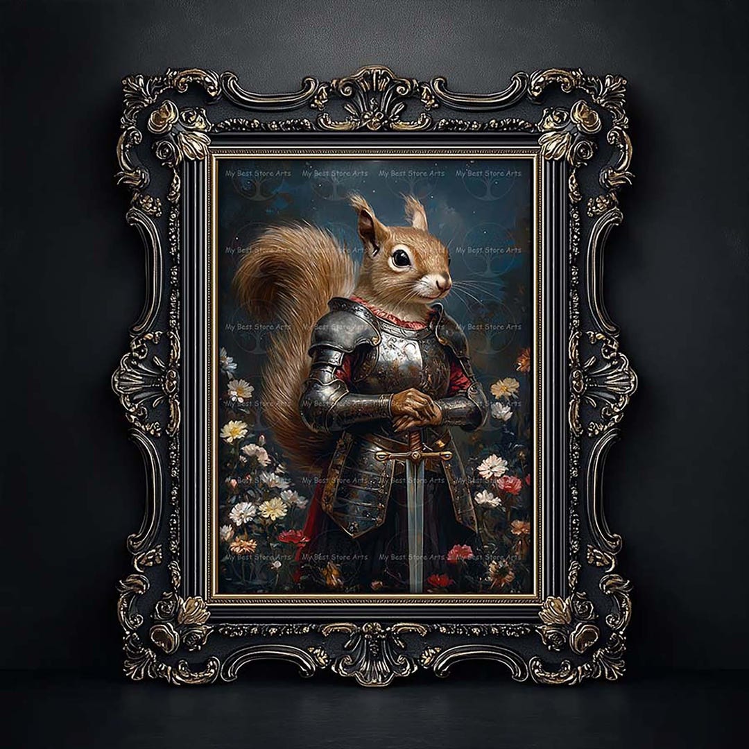 Squirrel Knight Art Print | Fantasy Wall Decor | Funny Fairytale Animal ...