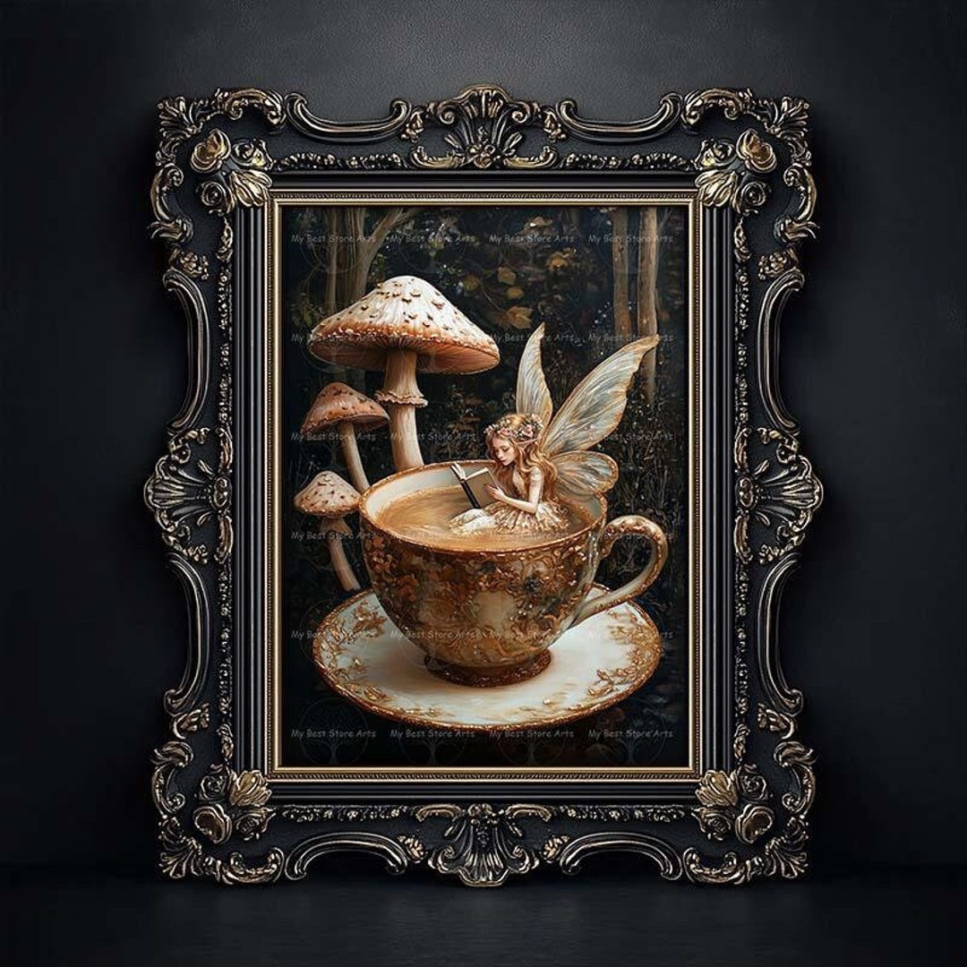 Fairy Coffee Cup Art Print - Fantasy Poster, Cute Funny Wall Decor ...