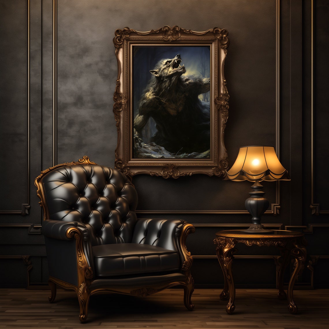 Werewolf Art Print, Wolf Poster, Gothic Home Decor, Oil Painting Print ...