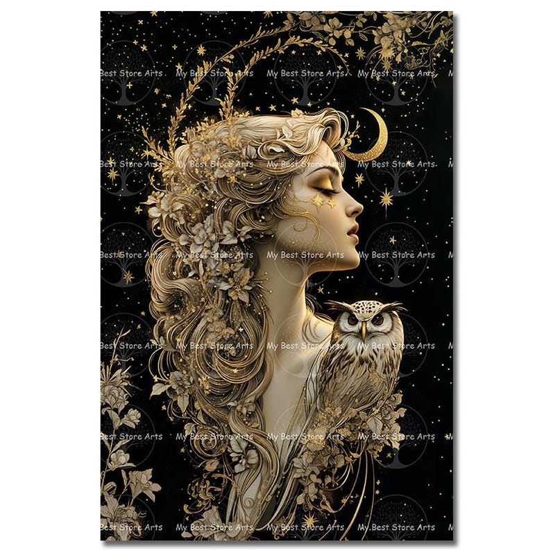 Goddess Nyx Portrait Art Print - Gothic Occult Picture, Greek Mythology ...