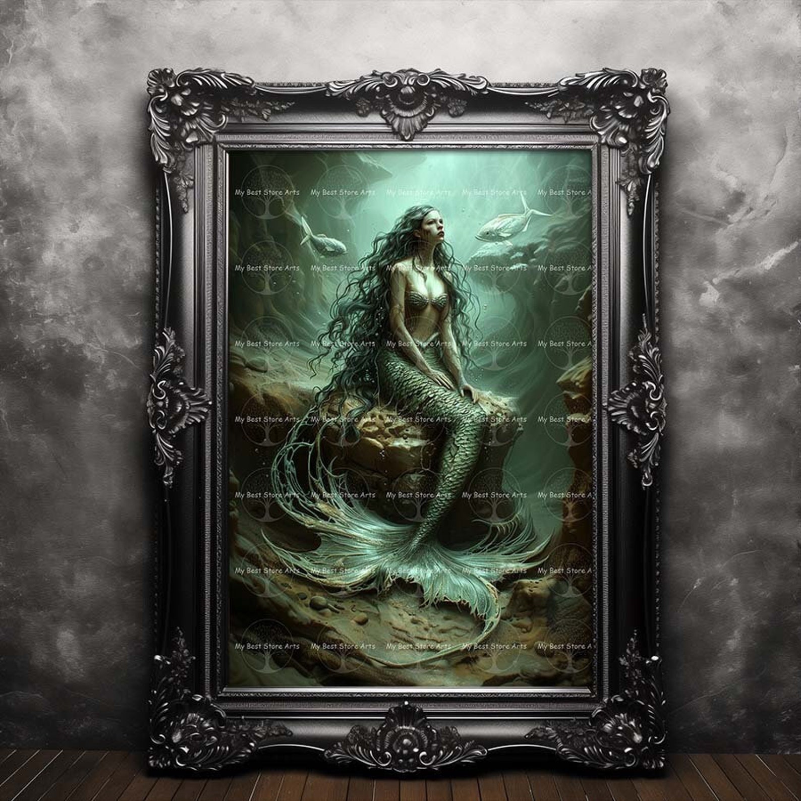 Deep Sea Mermaid Art Print - Sea Siren Poster, Fantasy Decor, Folklore ...