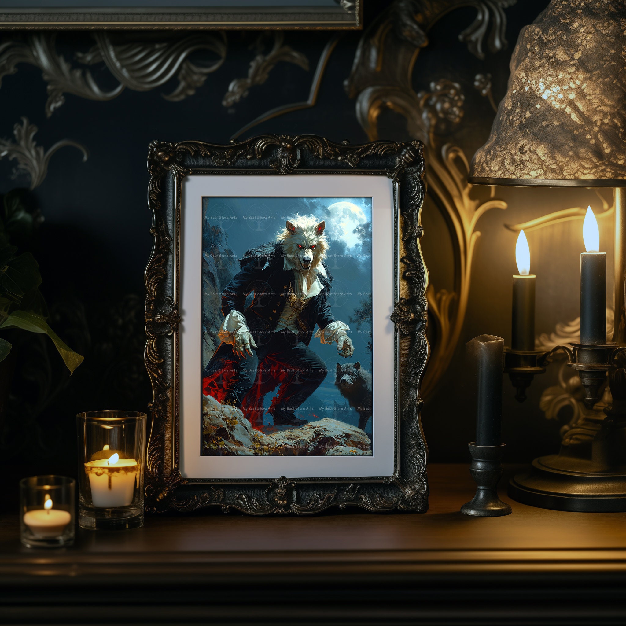 Dracula Werewolf Art Print Wolf Poster Art, Gothic Home Decor, Dark ...