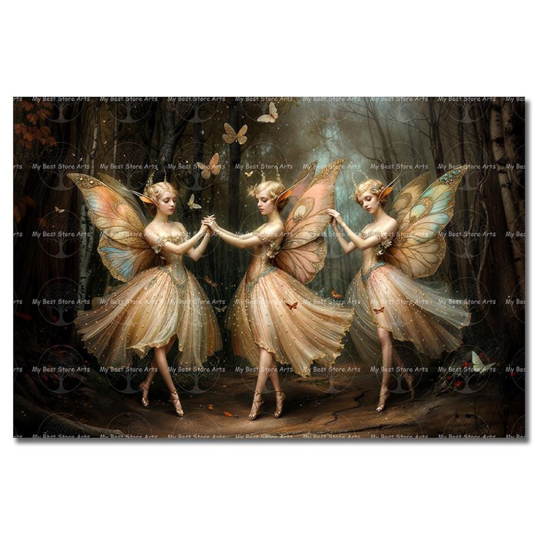 Dancing Fairies Art Print - Fantasy Picture, Gothic Fae Poster ...