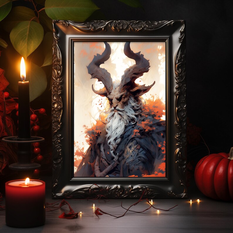 Satyr Fantasy Art Print, Enchanted Dark Cottagecore Picture, Goblincore ...
