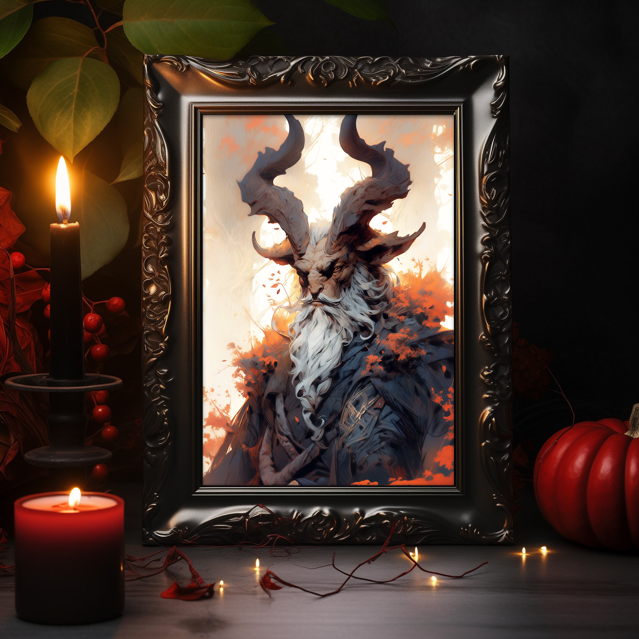 Satyr Fantasy Art Print, Enchanted Dark Cottagecore Picture, Goblincore ...