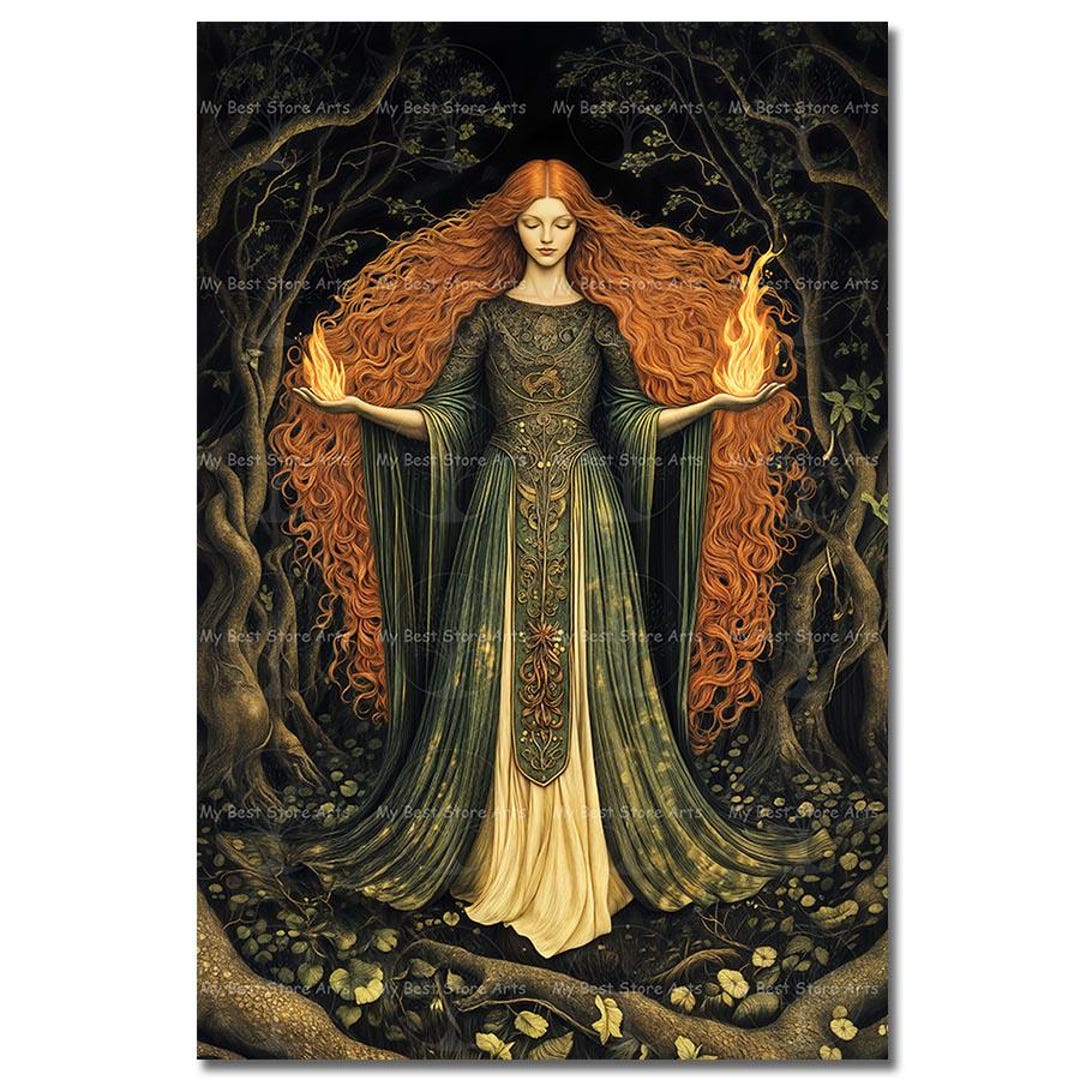 Mystical Brigid Art Print - Deity Wall Decor, Celtic Pagan Poster ...