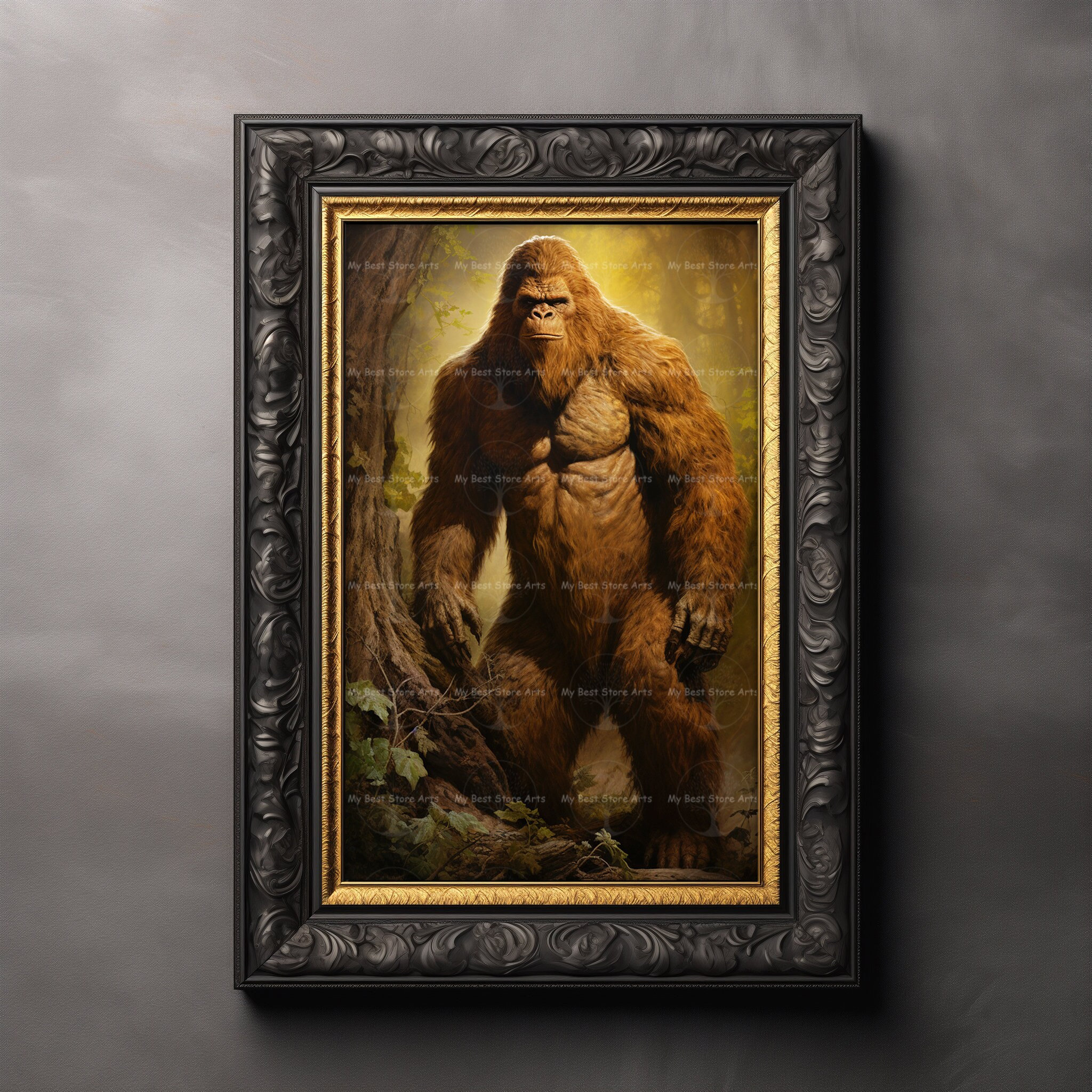 Bigfoot Sasquatch Art Print Fantasy Wall Decor, Wilderness Folklore ...