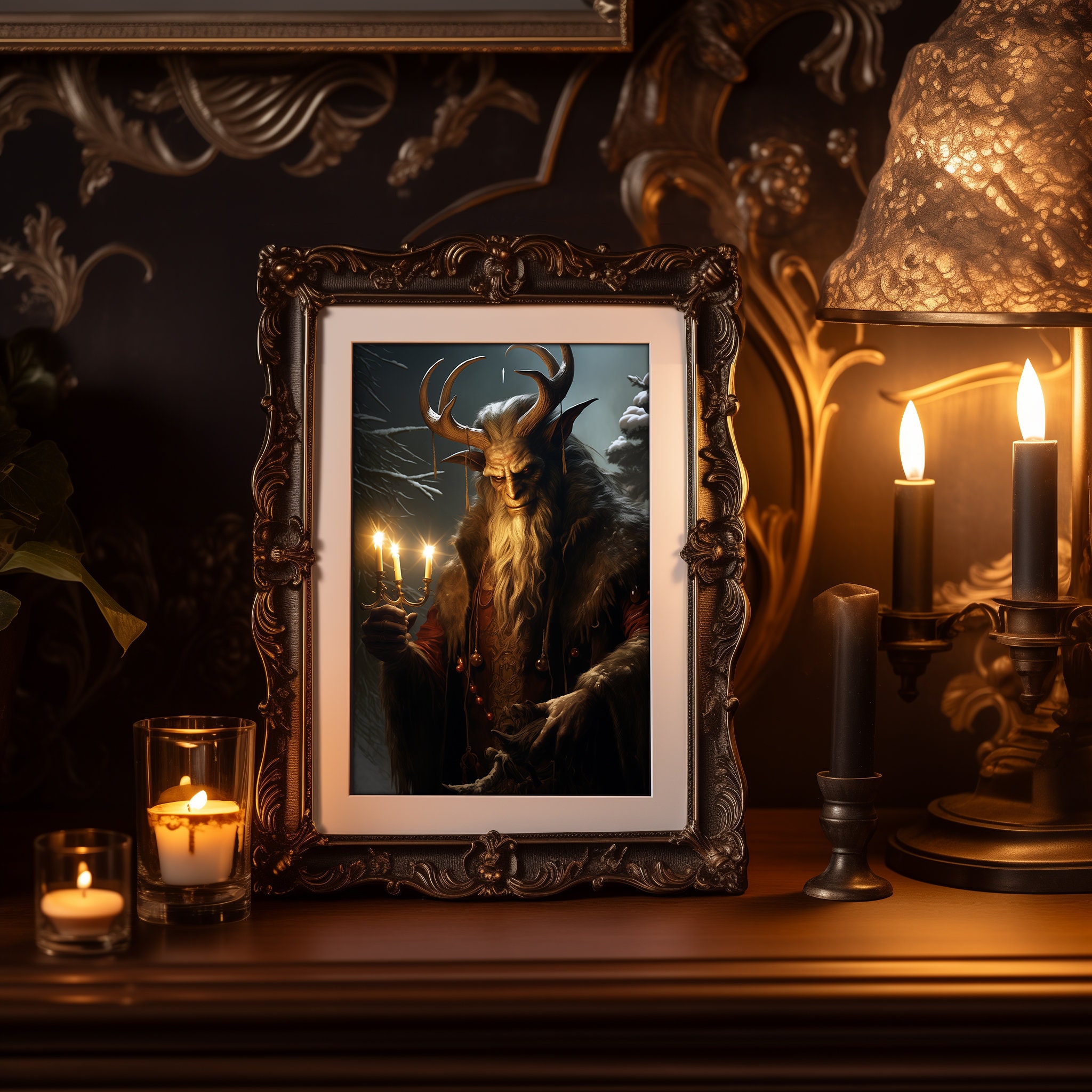 Stag Krampus Fine Art Print, Krampus Christmas Poster, Dark Academia ...