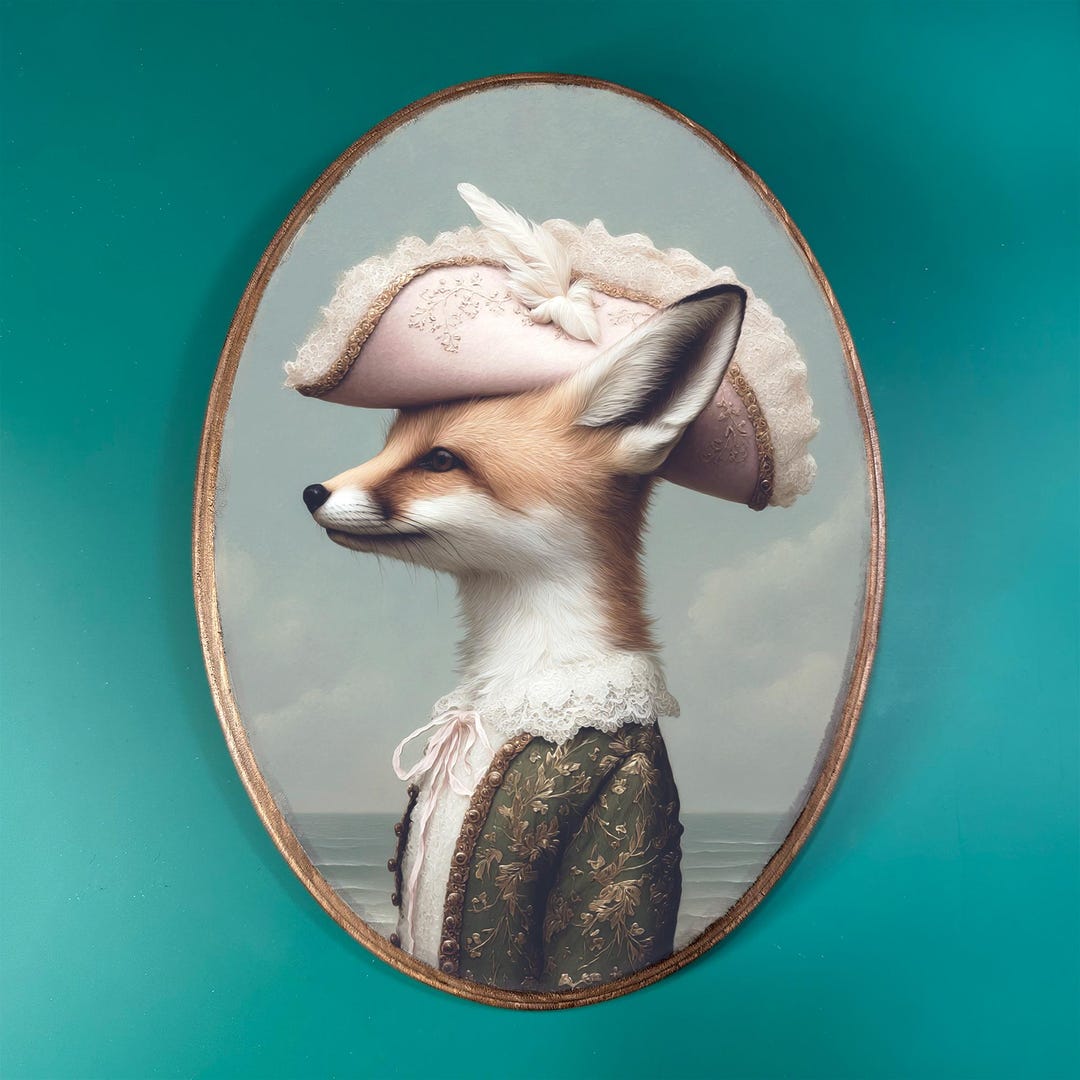 Coquette Pirate Fox - Fantasy Vintage Style Wood Plaque, Whimsical Wall ...