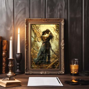Fae Couple Art Print - Fantasy Cottagecore Picture, Cute Fae Poster ...