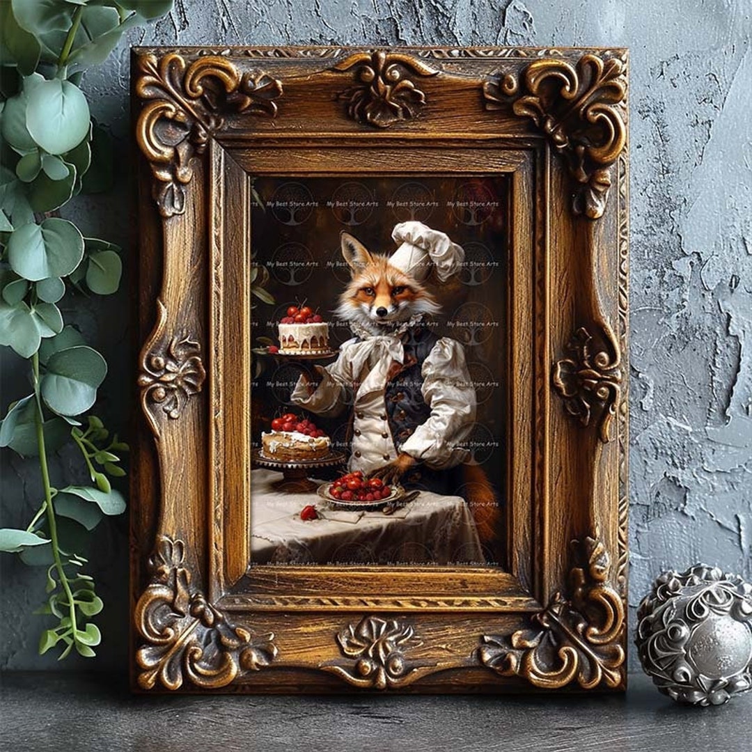 Fox Chef Kitchen Art Print - Fantasy Decor, Whimsical Painting, Animal ...