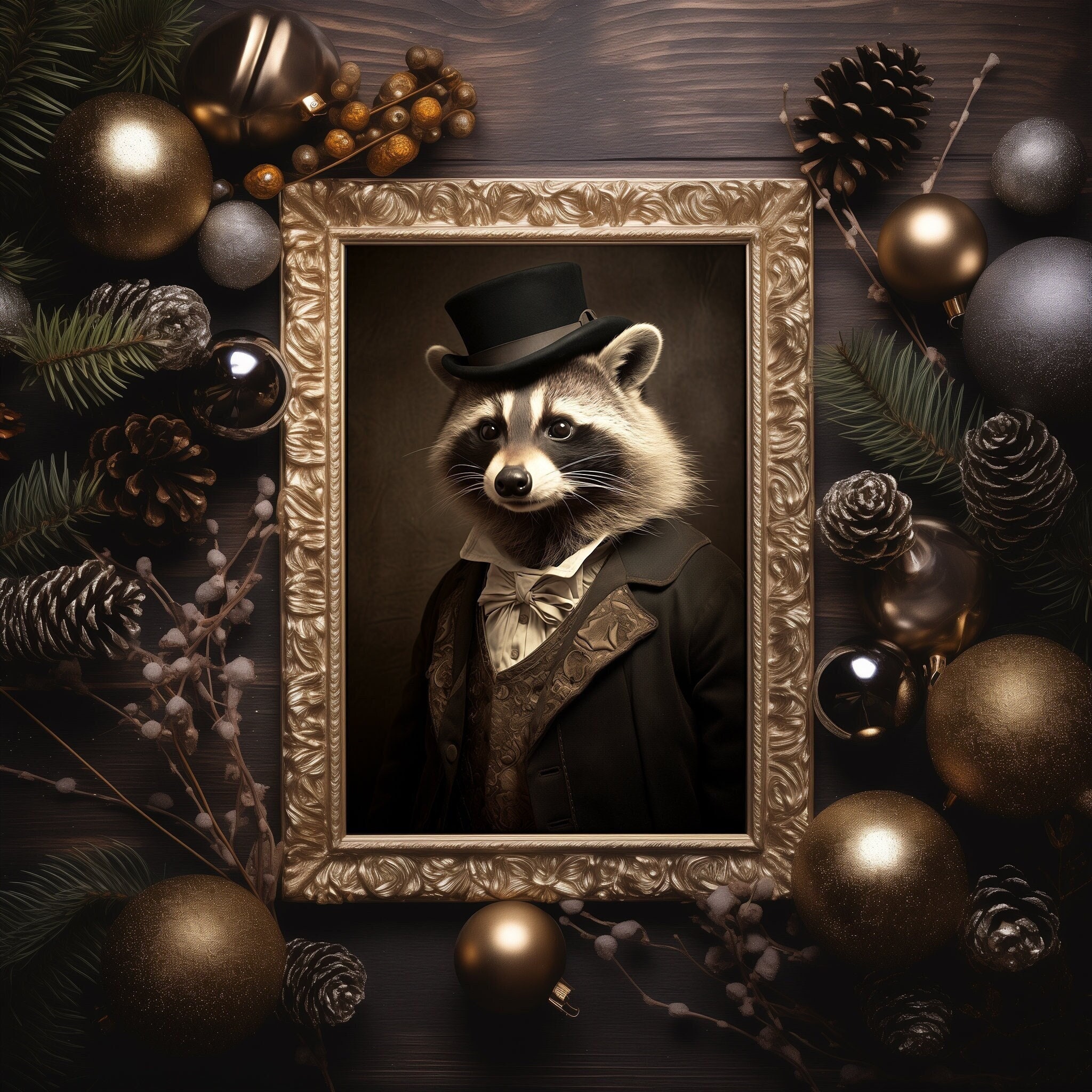 Raccoon Fine Art Print, Victorian Dressed Raccoon Wall Decor, Woodland ...