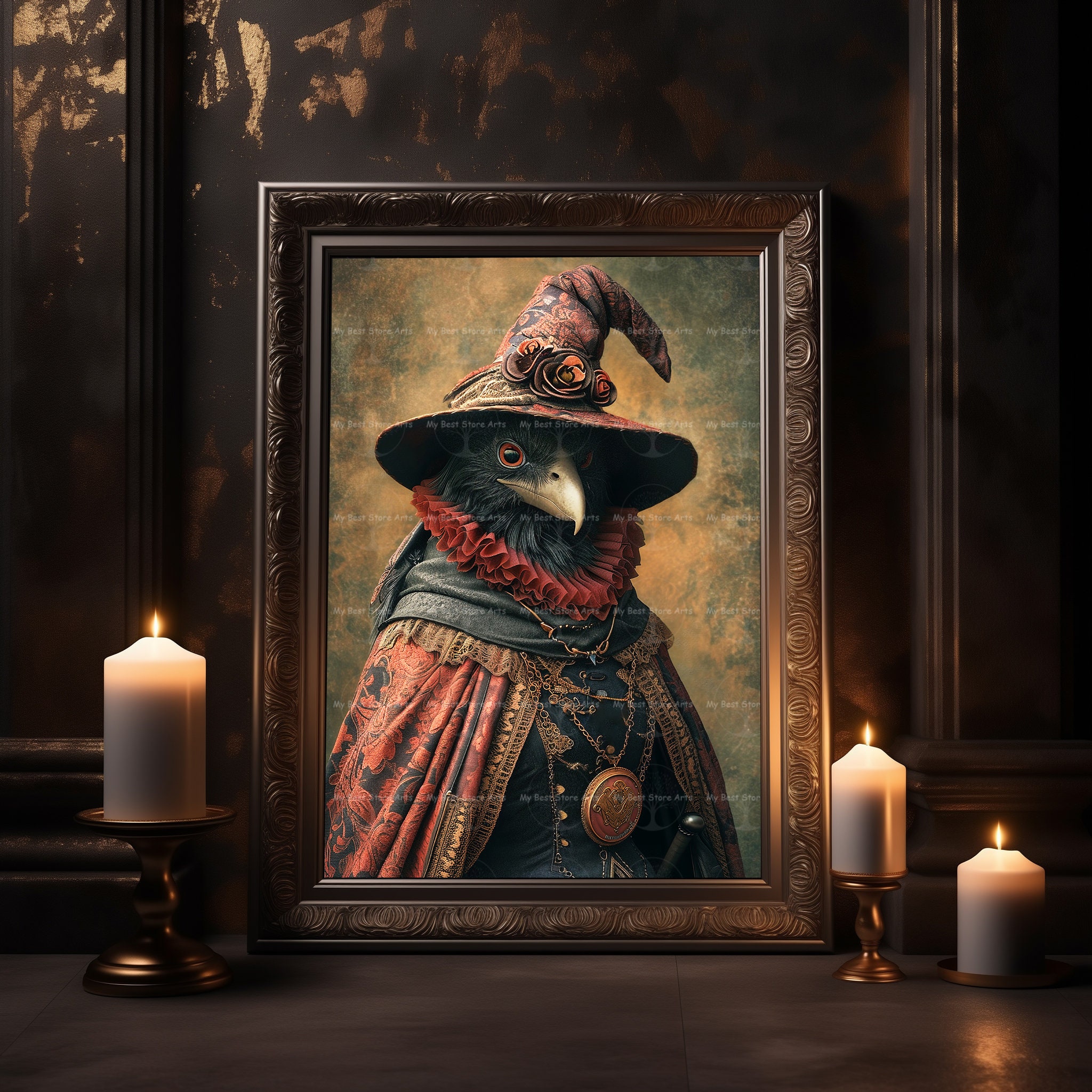 Crow Warlock Art Print - Dark Fantasy Poster, Witchy Animal Wall Decor ...