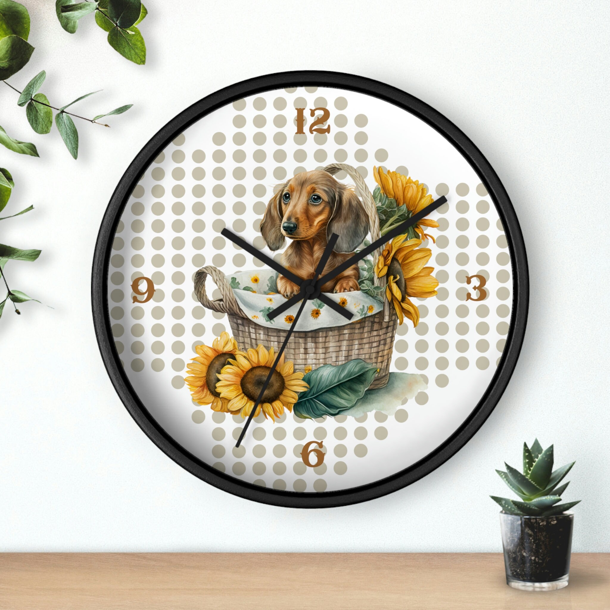 Dachshund Wall Clock Dog Clock Dachshund Lover Clock Sunflower Country ...