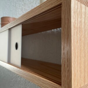 Solid Oak Mid-century Modern Floating Cabinet With Sliding Wood Doors ...