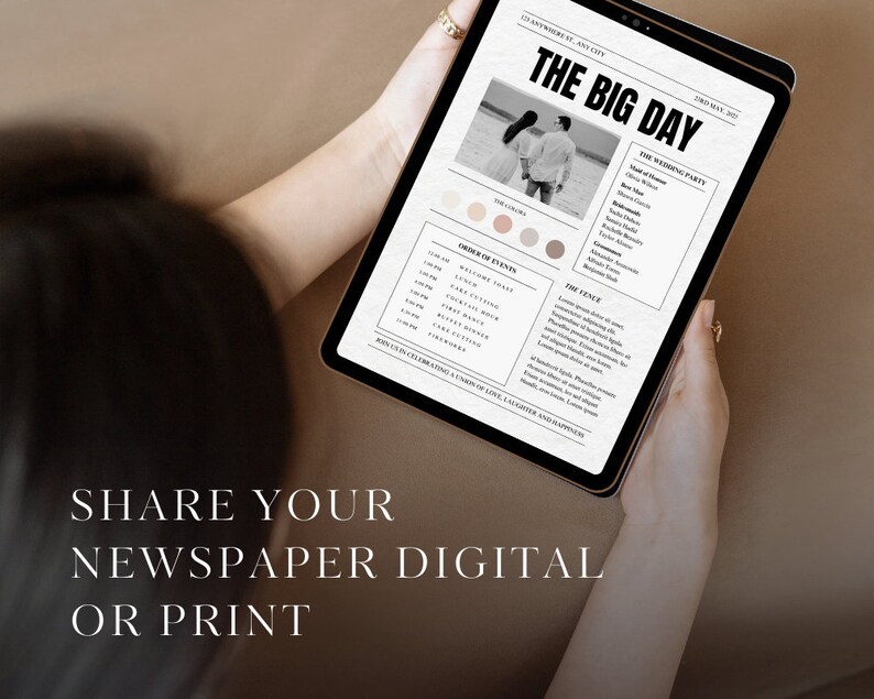 4 Page Wedding Newspaper Template - Itinerary & Timeline Program ...