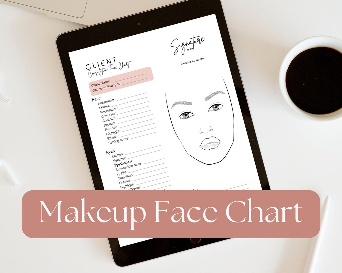 FACE CHART Makeup Artists 3 TYPES of Face Shapes - Pdf, Print of Png ...
