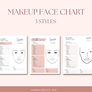 FACE CHART Makeup Artists 3 TYPES of Face Shapes - Pdf, Print of Png ...