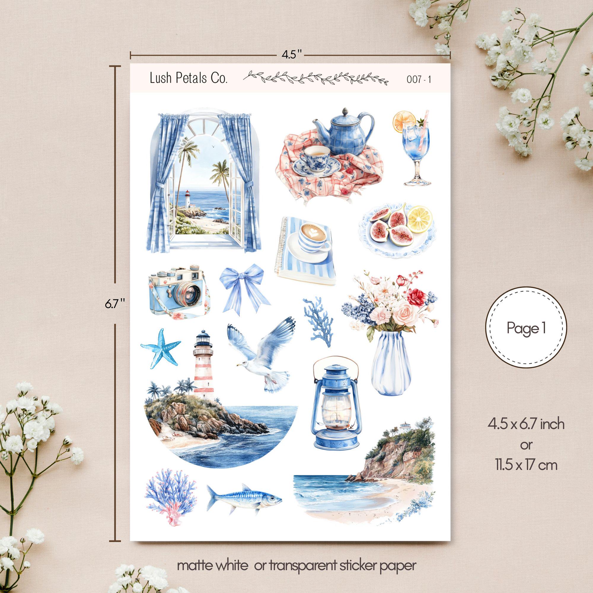 Coastal Daydreams Sticker Sheets for Planners, Calendar Bullet Journal ...