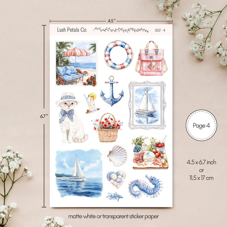 Coastal Daydreams Sticker Sheets for Planners, Calendar Bullet Journal ...