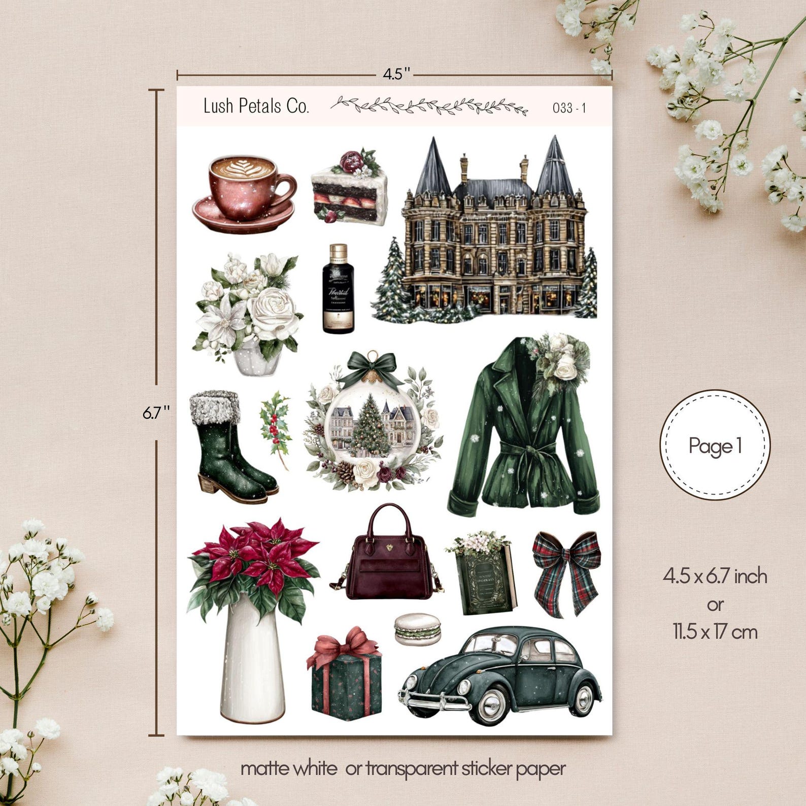 Urban Velvet Christmas Sticker Sheet Pack, Cozy Winter Holiday Stickers ...