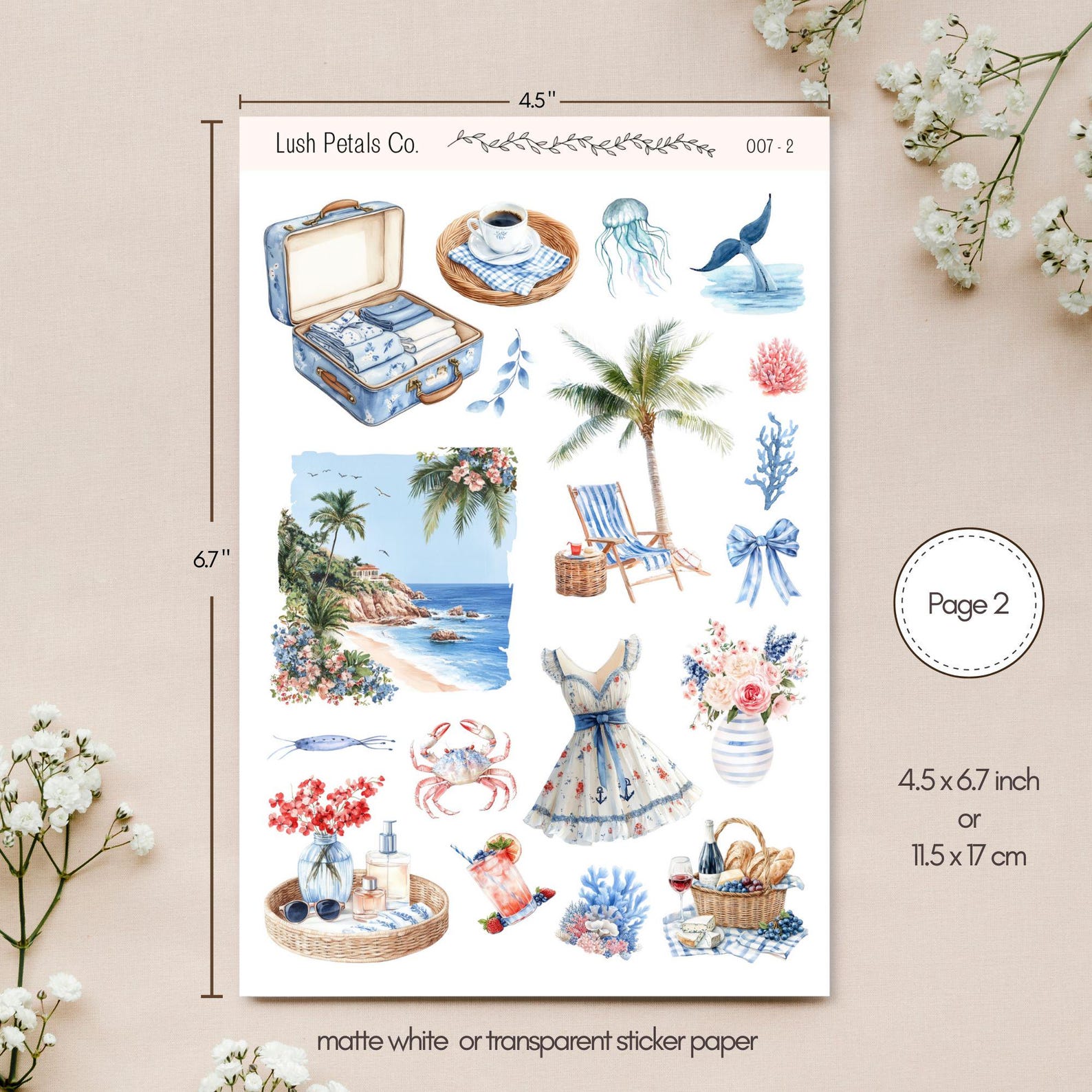 Coastal Daydreams Sticker Sheets for Planners, Calendar Bullet Journal ...