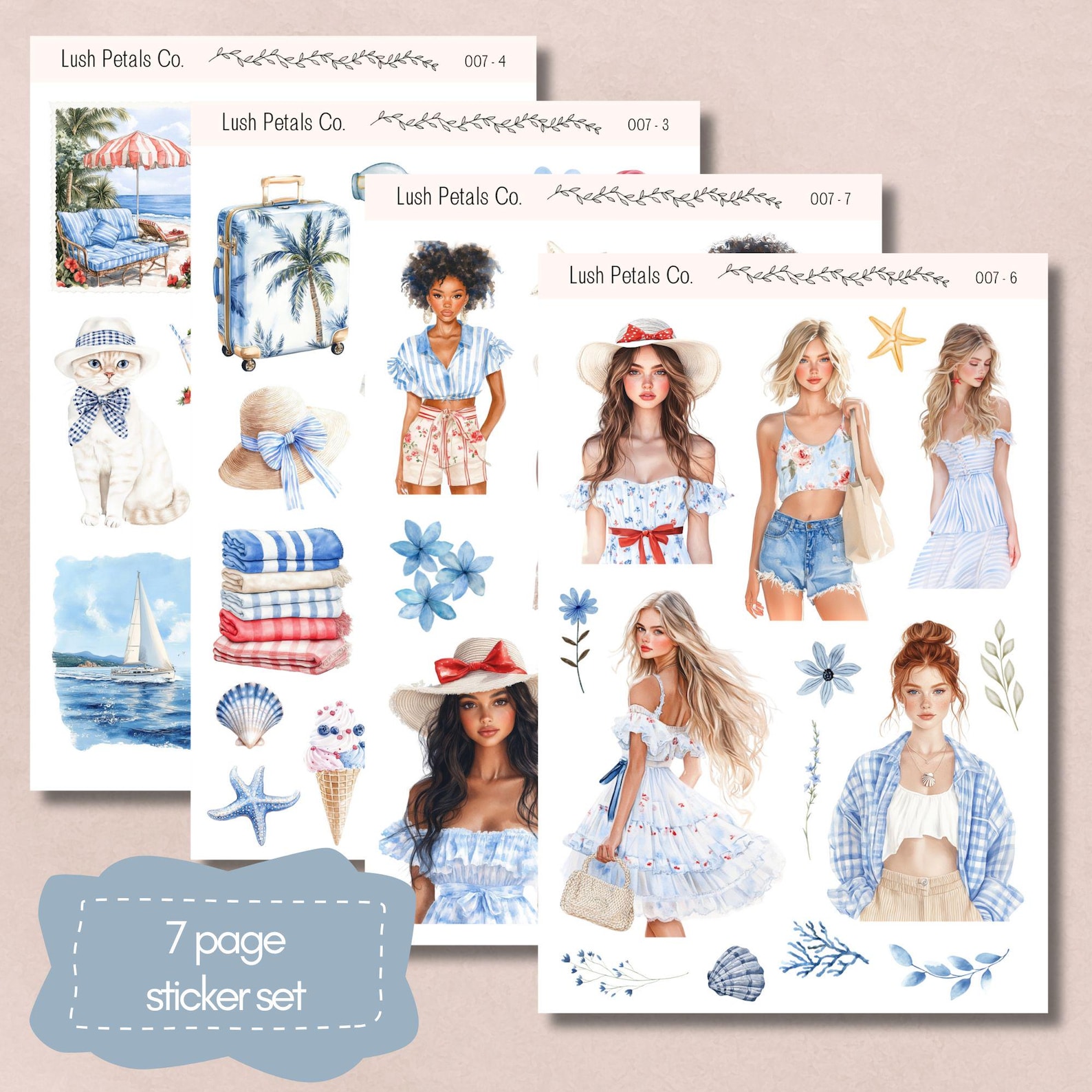Coastal Daydreams Sticker Sheets for Planners, Calendar Bullet Journal ...