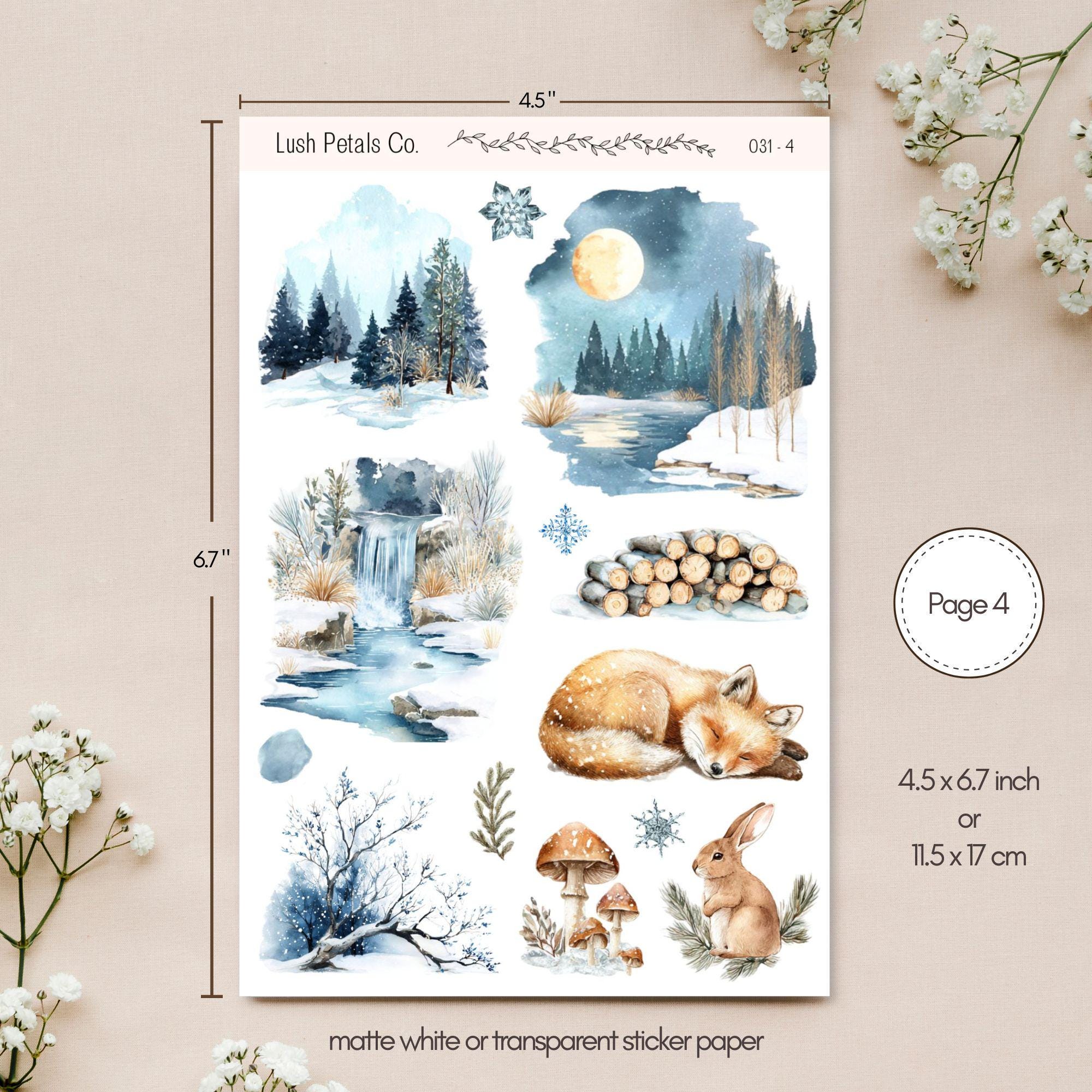 Winter Woodland Forest Sticker Sheets for Planners, Bullet Journal ...