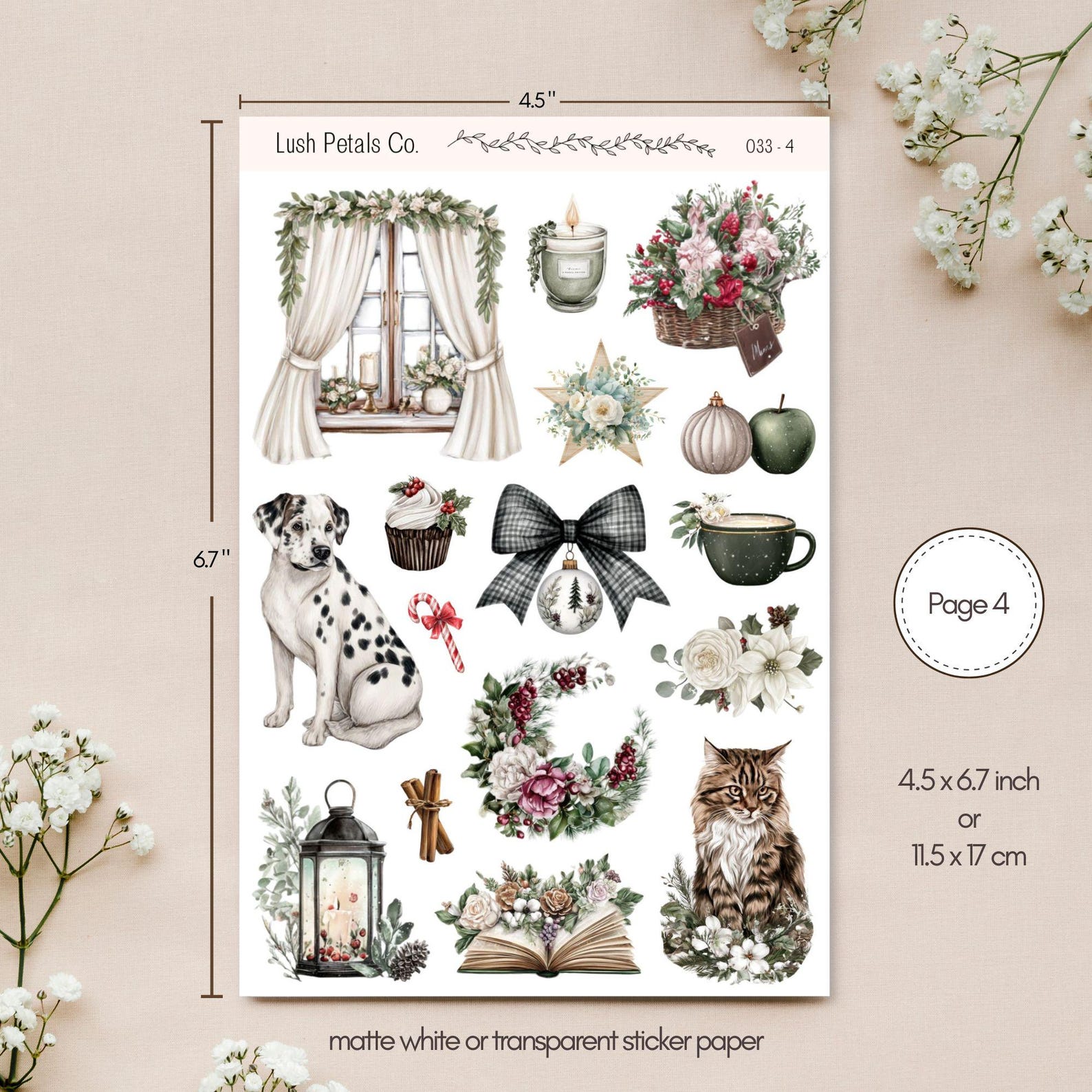 Urban Velvet Christmas Sticker Sheet Pack, Cozy Winter Holiday Stickers ...