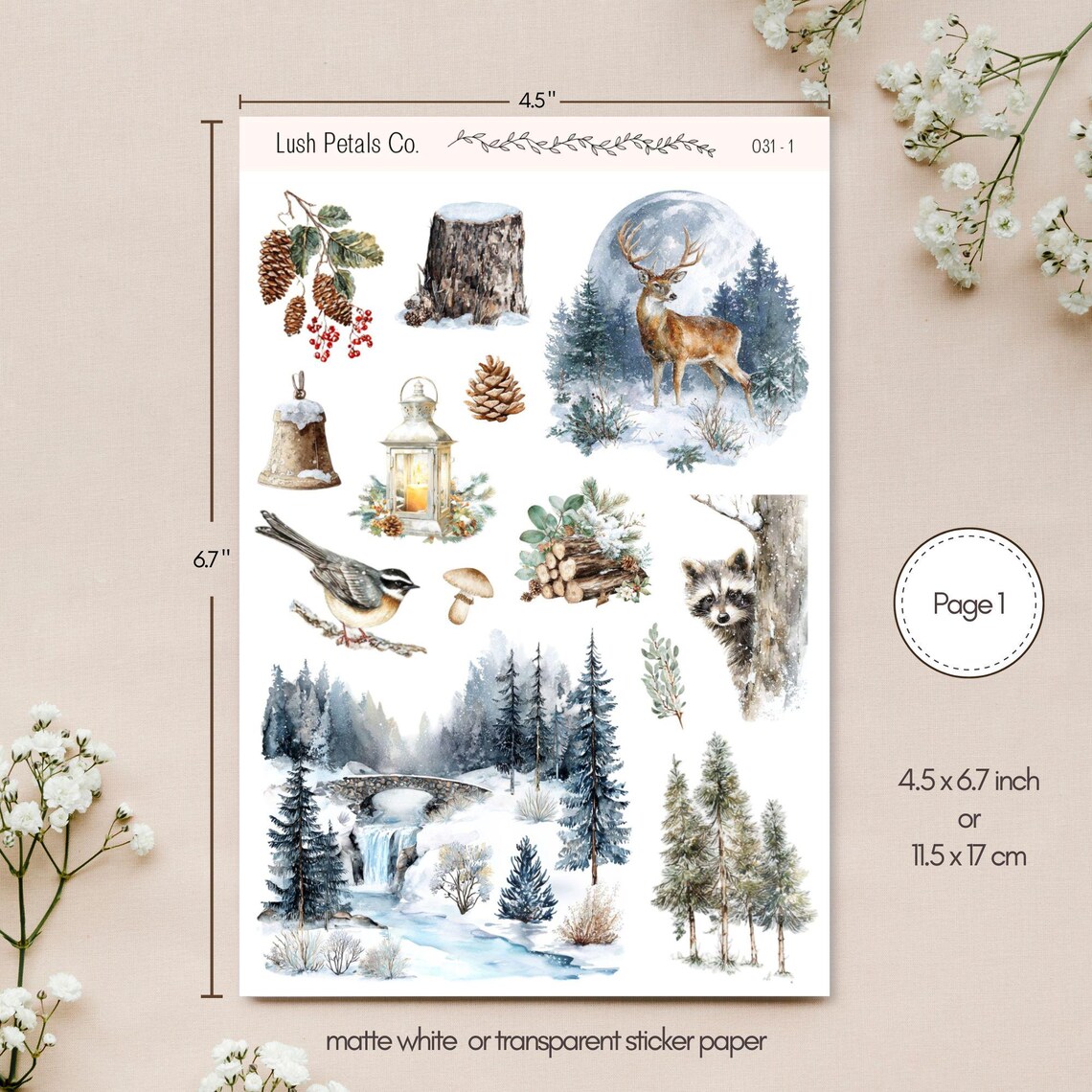 Winter Woodland Forest Sticker Sheets for Planners, Bullet Journal ...