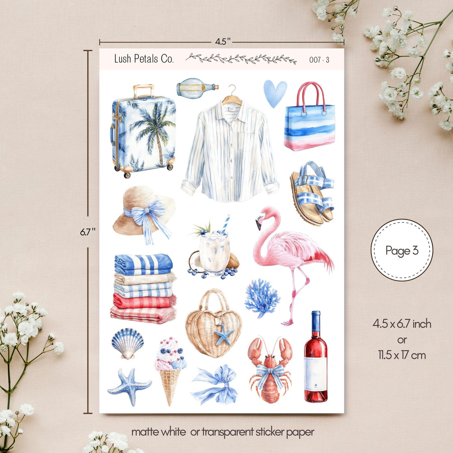 Coastal Daydreams Sticker Sheets for Planners, Calendar Bullet Journal ...