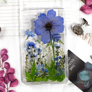 Pressed Blue Flower Phone Case: Handmade Floral iPhone & Samsung Cover ...