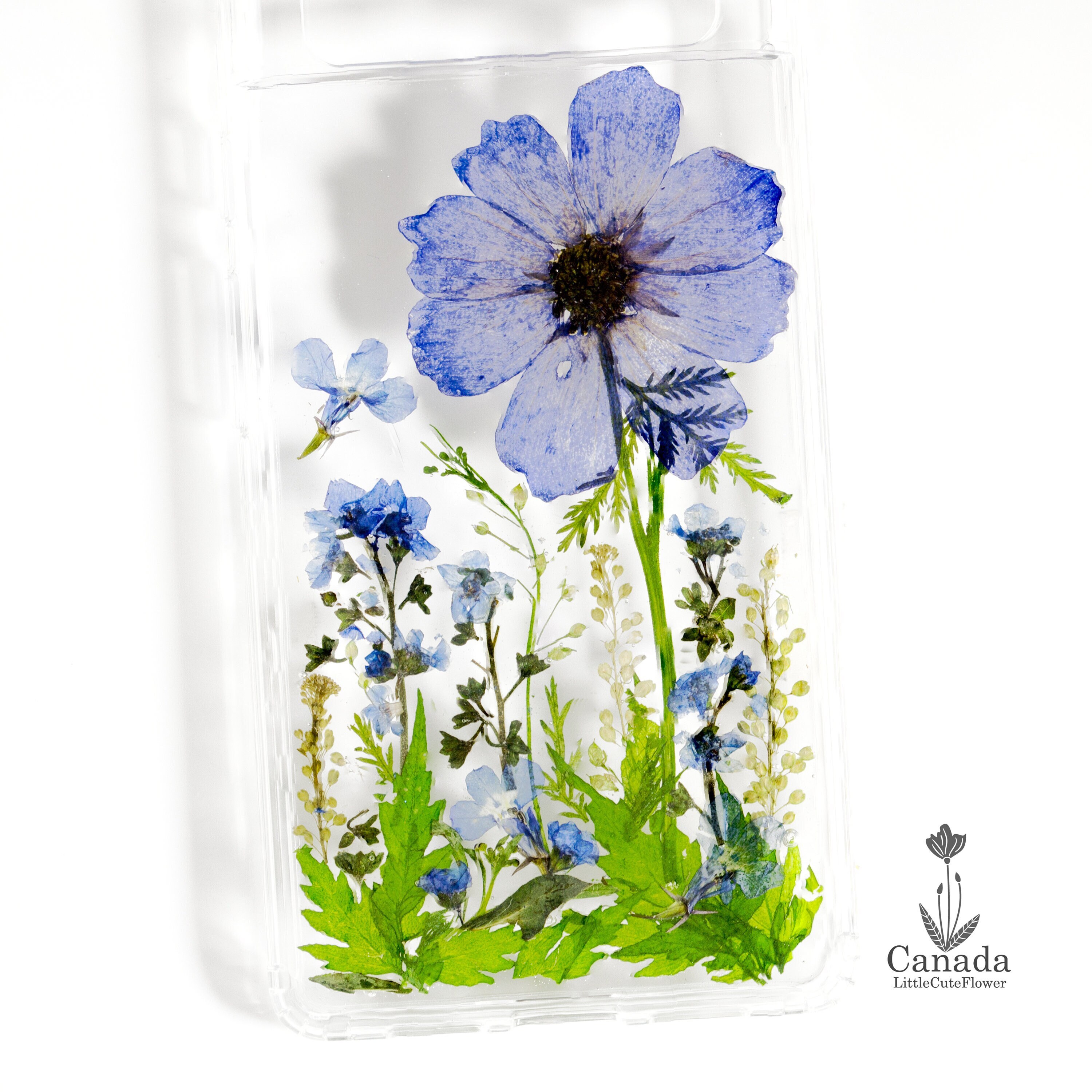 Pressed Blue Flower Phone Case: Handmade Floral iPhone & Samsung Cover ...