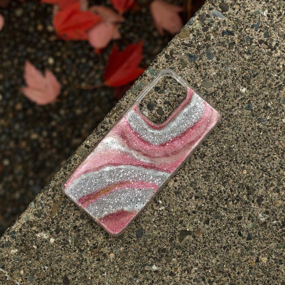Pink Silver Glitter Phone Case, Holographic Sparkle Cover - Etsy