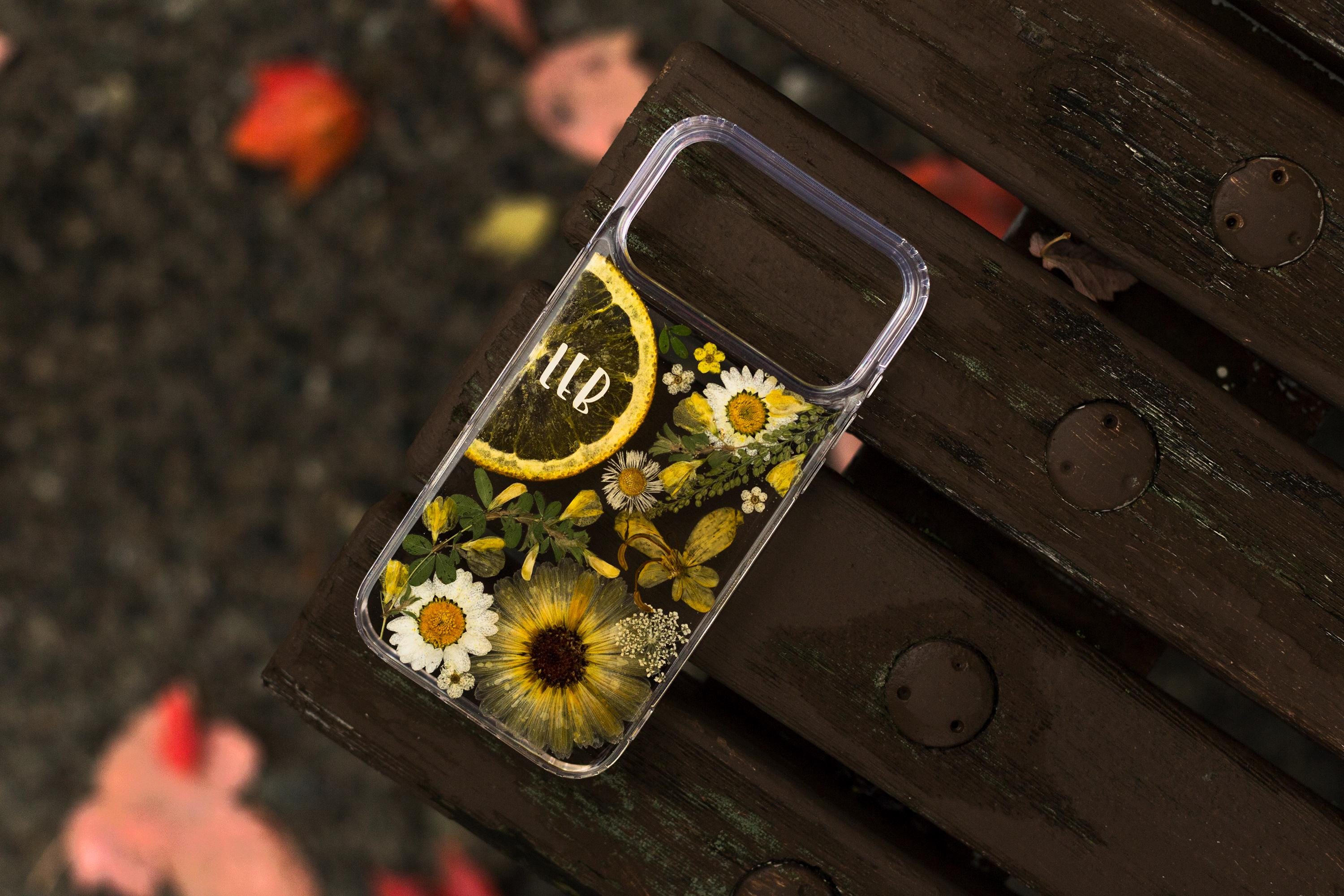 Pressed Flower Phone Case, Sunflower Daisy Design, Custom Name - Etsy