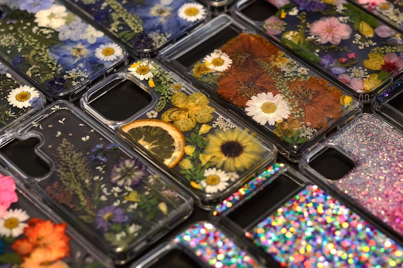 Pressed Flower Phone Case, Sunflower Daisy Design, Custom Name - Etsy
