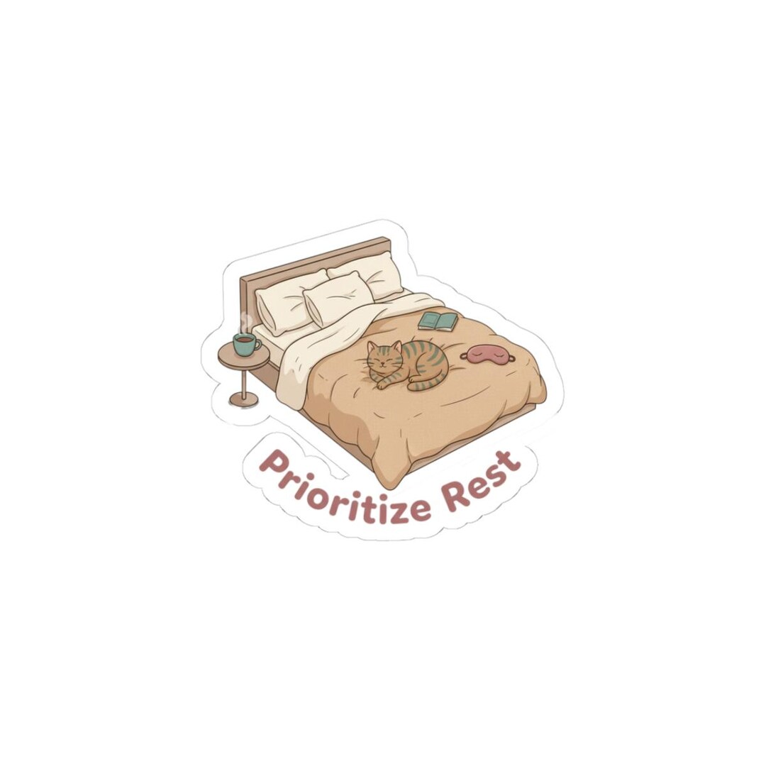 Prioritize Rest Kiss-cut Sticker | Sleepy Humor, Nap Club, Restful ...