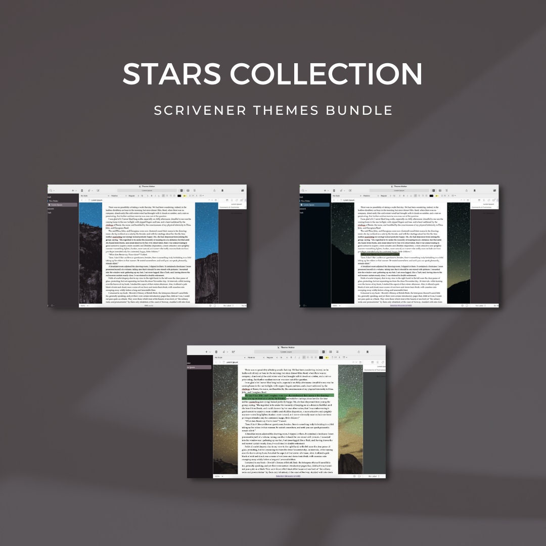 Stars Collection Scrivener Themes | 3 Scrivener Themes Bundle | Mac OS ...