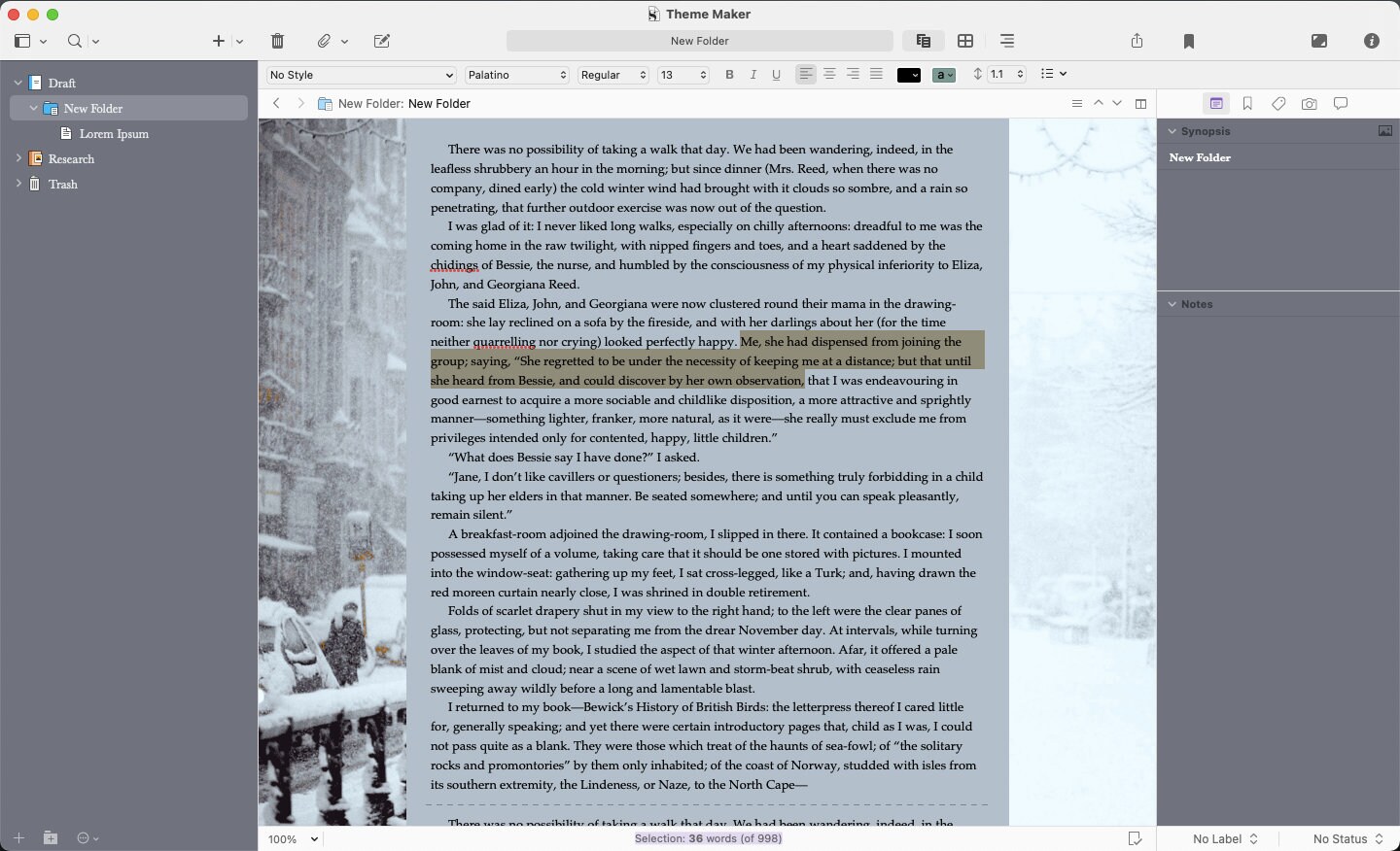 Winter Collection Scrivener Themes | 5 Scrivener Themes | Mac OS - Etsy