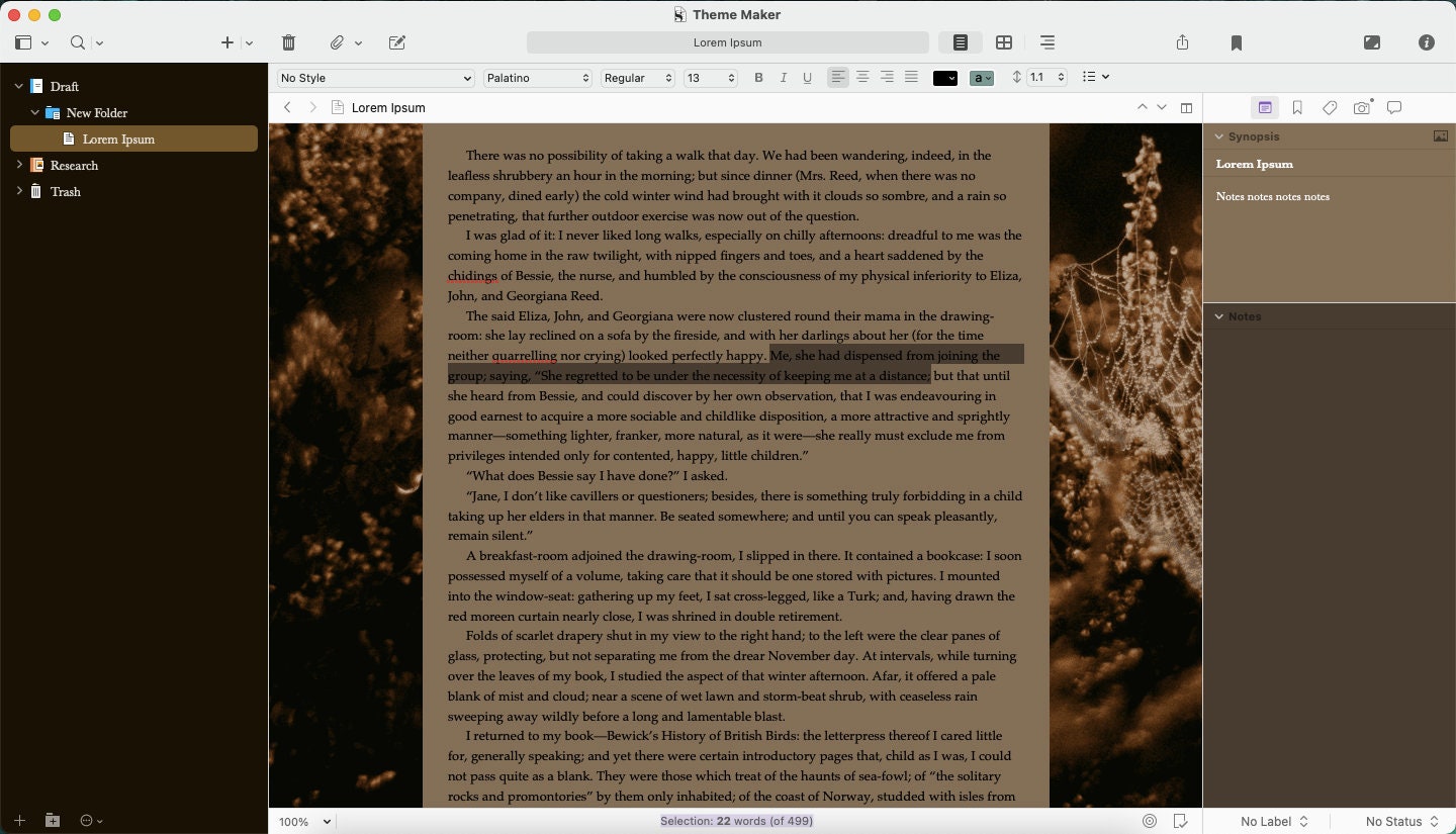 Autumn Lace Scrivener Theme | Scrivener Themes | Mac OS - Etsy