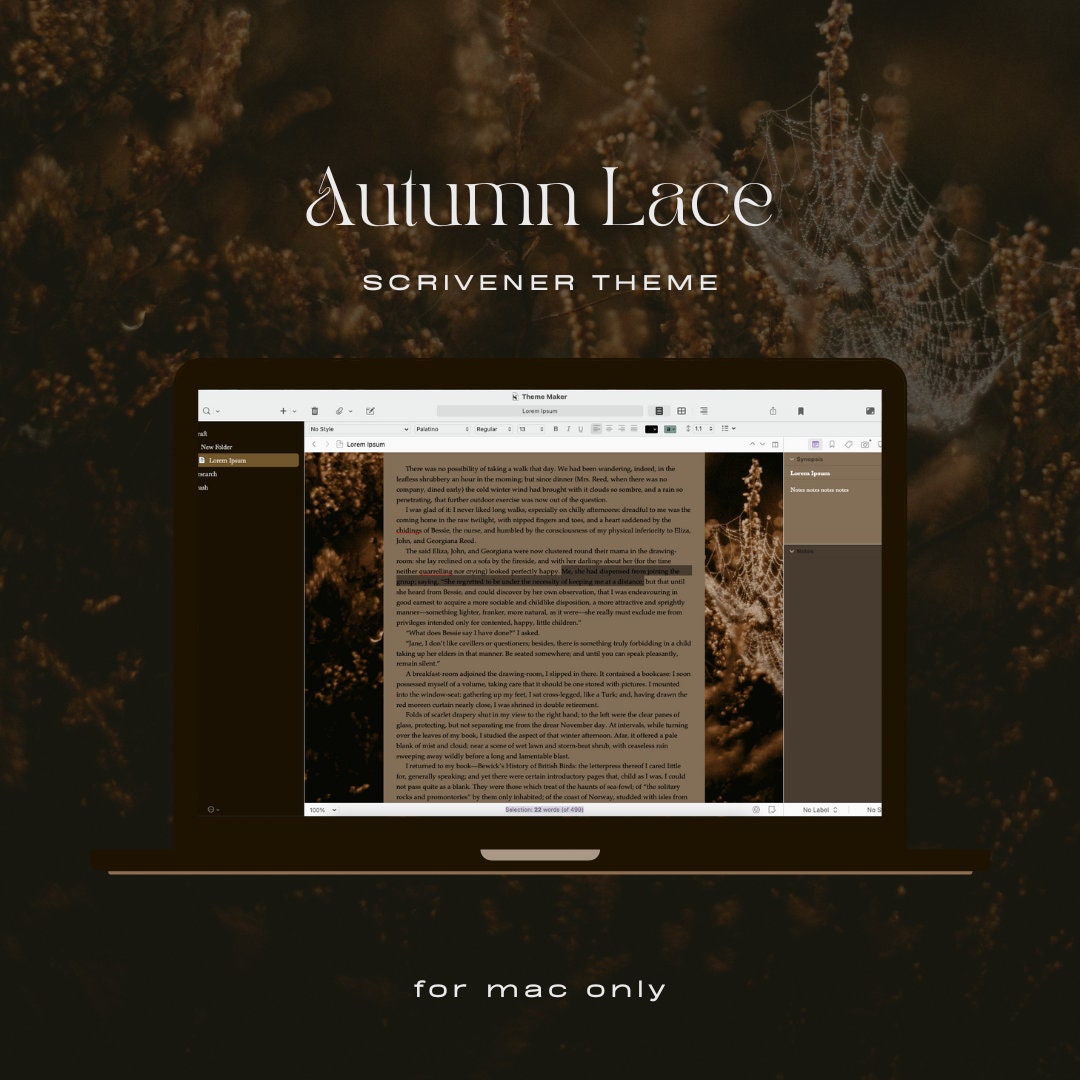 Autumn Lace Scrivener Theme | Scrivener Themes | Mac OS - Etsy
