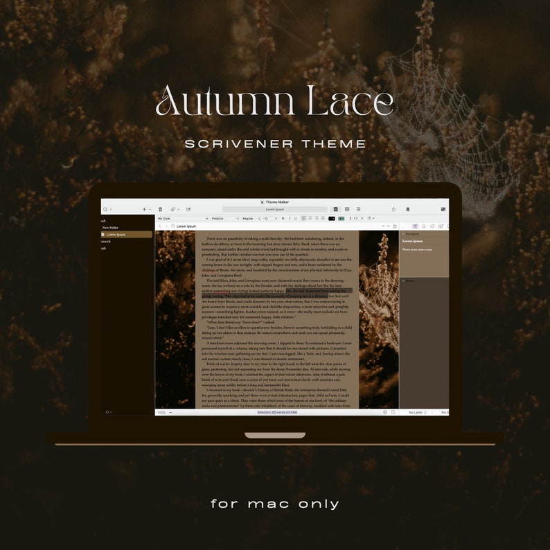 Autumn Lace Scrivener Theme | Scrivener Themes | Mac OS - Etsy